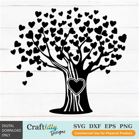A Tree With Hearts On It And The Words Svg Dxf Epss Png