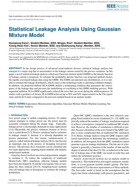 Pdf Statistical Leakage Analysis Using Gaussian Mixture Model