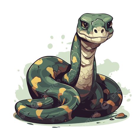 Python Clipart Cobra Fofa Animal Criatura Vector Personagem Ilustração