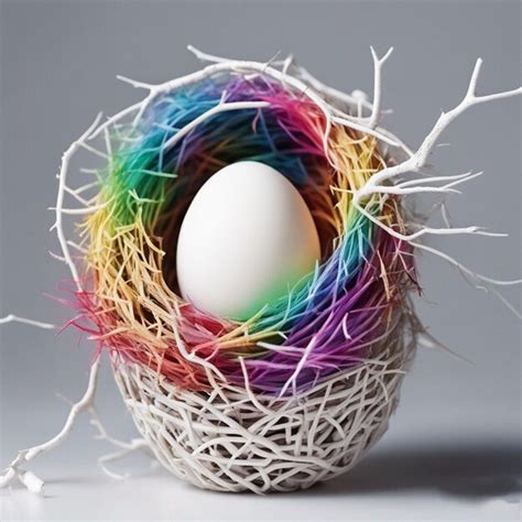 Premium Ai Image A Egg In A Rainbow Colored Nest