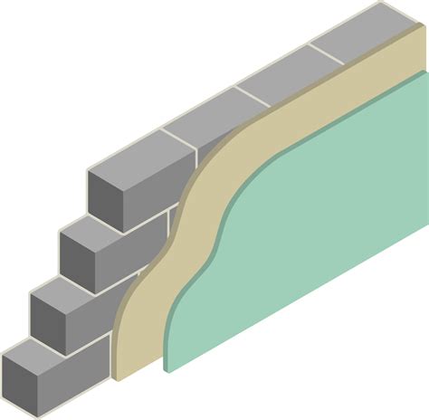 Brick Wall In Isometry With Layers Of Plaster And Insulation Material
