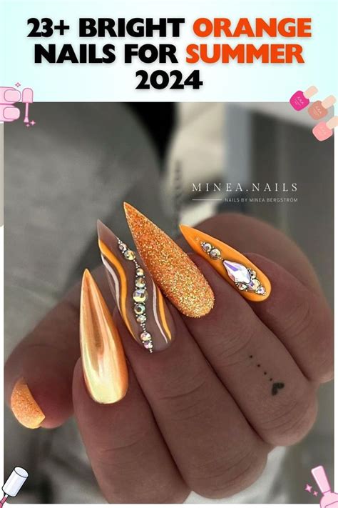 23 Bright Orange Nails For Summer 2024 Nail Art Fancy Nails Designs