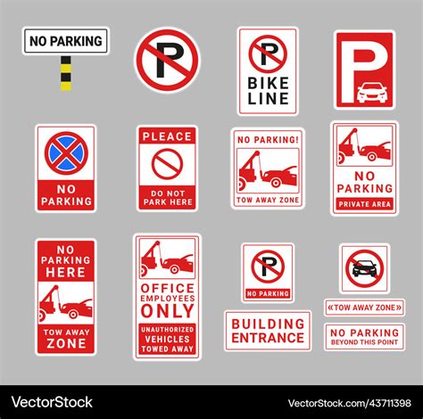 No Parking Urban Transport Traffic Warning Rule Vector Image