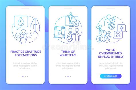 Prevent News Overload Blue Gradient Onboarding Mobile App Screen Stock