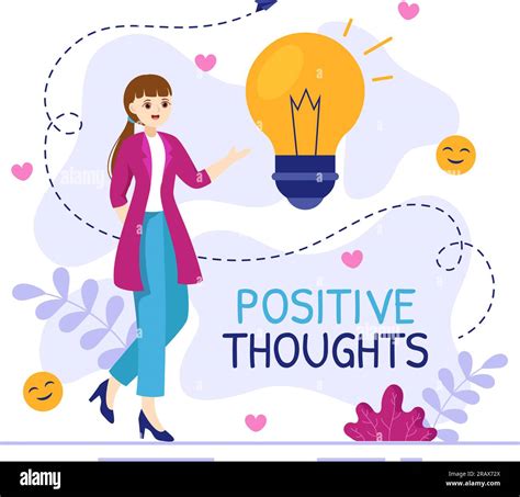 Positives Thoughts Vector Illustration With Thinking Positive As A