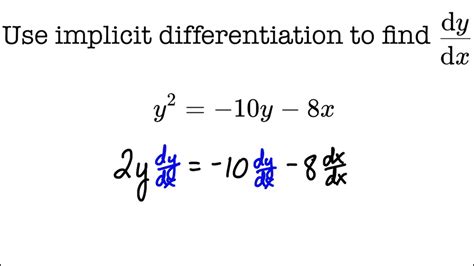 Find Dydx Using Implicit Differentiation Youtube