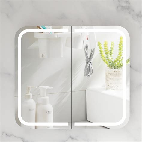 Carysil 900x800mm Grand Matte White Led Shaving Cabinet Navona