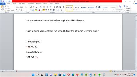 Solved Please Solve The Assembly Code Using Emu 8086