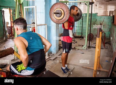 A Cuban Men Does Exercise At A Bodybuilding Gym In San Rafael Street