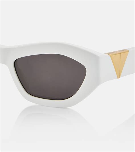 Angle Hexagonal Cat Eye Sunglasses In White Bottega Veneta Mytheresa
