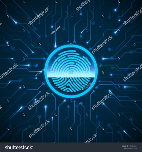 Cyber Security Fingerprint Scanning Identification System Stock
