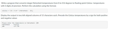 Solved Write A Program That Converts Integer Fahrenheit