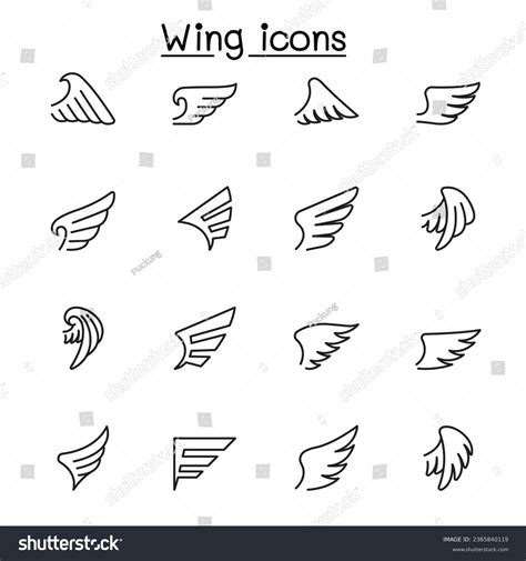Wing Icon Set Thin Line Style Stock Vector Royalty Free 2365840119