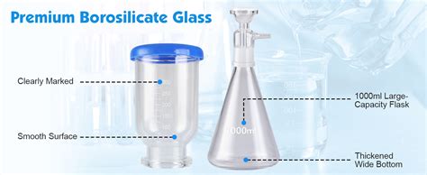 Creahub 1000ml Lab Vacuum Filtration Distillation Apparatus Glass Suction Filtering Kit With