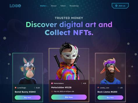 Nft Dark Theme Landing Page Ui Design Landing Page Ui Design
