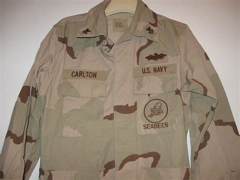 Genuine Us Navy Seabee Dcu Desert Combat Uniform Coat Medium Regular