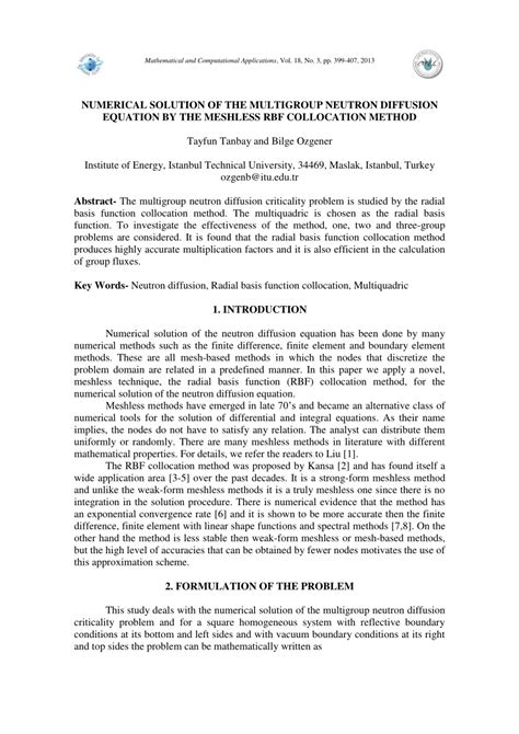 Pdf Numerical Solution Of The Neutron Diffusion Equation By The