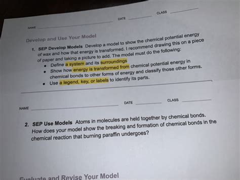 Solved CLASS DATE NAME Develop And Use Your Model SEP Chegg