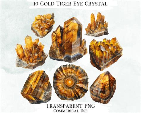 Gold Tiger Eye Crystal Watercolor Clipart Commercial Use Png Etsy