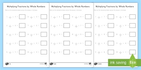 Multiplying Fractions By Whole Numbers Worksheet