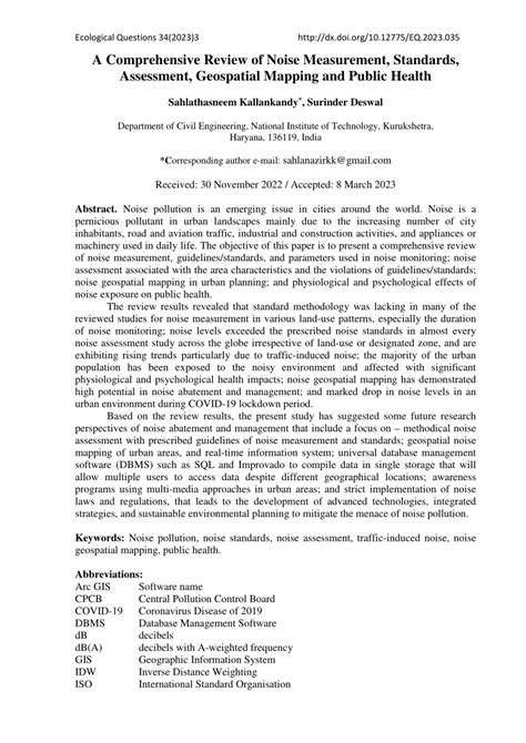 Pdf A Comprehensive Review Of Noise Measurement Standards