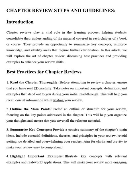 Guidlines For Chapter Review Pdf Psychology Thought