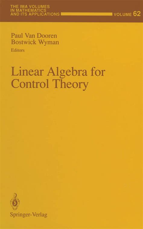 Linear Algebra For Control Theory The Ima Volumes In Mathematics And