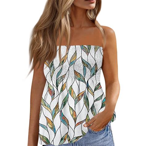 Gxipo Womens Plus Size Tube Tops Strapless Blouse Pleated Sleeveless