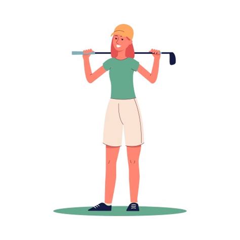 Female Golfer Cartoon Character Vector Images And Graphics For Commercial