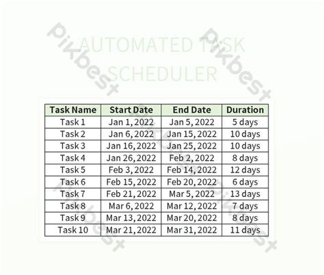 Boost Productivity With Automated Task Scheduling Excel Template