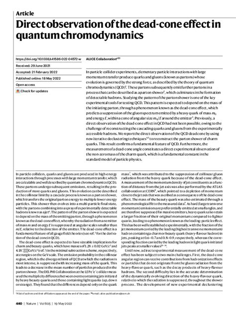 Pdf Direct Observation Of The Dead Cone Effect In Quantum Chromodynamics