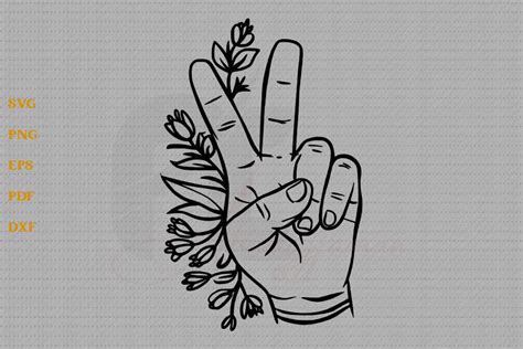Floral Peace Sign Hand Svg Flower Svg Graphic By Craftabledesign