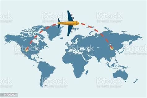 대시 경로 라인과 비행 비행기 여행 컨셉 평면 디자인에 벡터 일러스트입니다 0명에 대한 스톡 벡터 아트 및 기타 이미지 0명 개념 개념과 주제 Istock