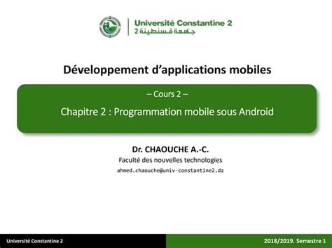 Applications Android Cours 2 Os Mobiles Pdf