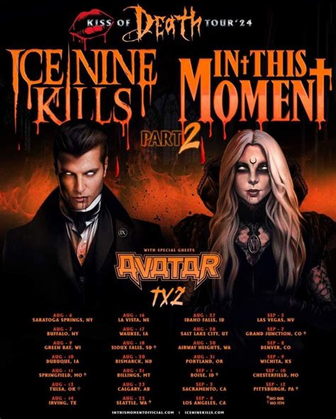 Ice Nine Kills In This Moment Kiss Of Death Tour 2024 Part 2
