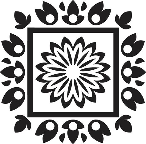 Petal Symmetry Vector Floral Icon Geometric Blossom Black Tile Design