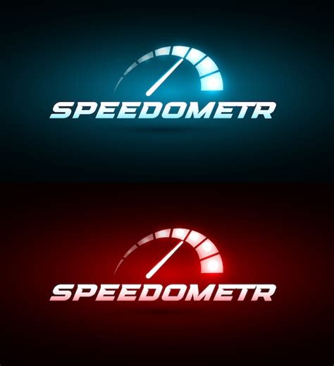 Premium Vector Speedometer Icon Blue And Red Glowing Speed Indicator Set
