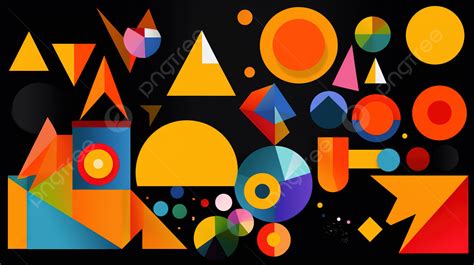 An Assemblage Of Colorful Shapes On A Black Background Picture With Shapes Background Image And