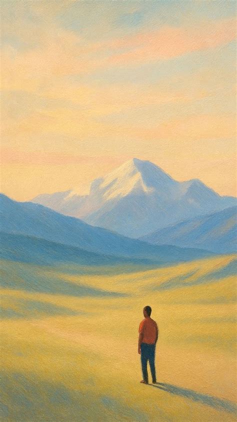 Serene Landscape Solitary Figure Mobile Free Photo Illustration