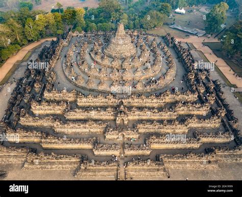 World Biggest Buddhist Temple Borobudur Aerial View In Indonesia Stock
