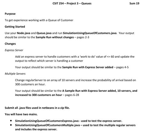 csit 254 project 3 queues sum 19 purpose to get