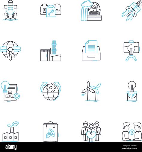 Multinational Industry Linear Icons Set Globalization Diversity Expansion Integration Nerks