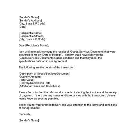 Acknowledgement Letter Template Sample Template Samples