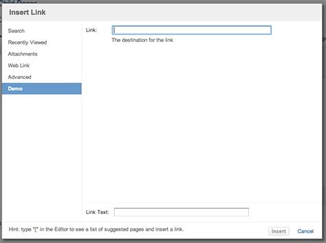 Extending The Confluence Insert Link Dialog