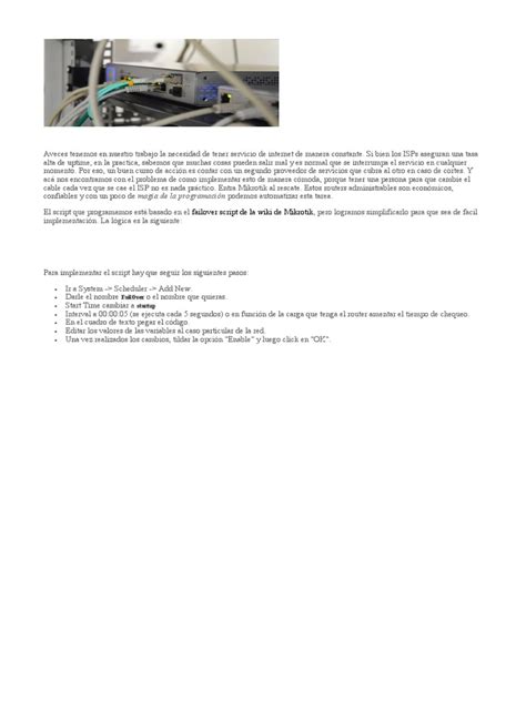 Mikrotik Script Failover Con 2 Isps Pdf Informática Protocolos