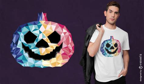 Low Poly Pumpkin T Shirt Design Vector Download