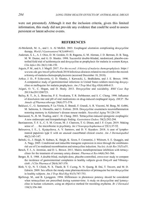 7 Doxycycline Assessment Of Long Term Health Effects Of Antimalarial