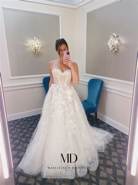 Whimsical Dreamy And Romantic Feminine Lace Spaghetti Strap Wedding Dress Spaghetti Strap