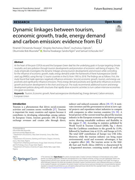 Dynamic Linkages Between Tourism Economic Growth Trade Energy Demand