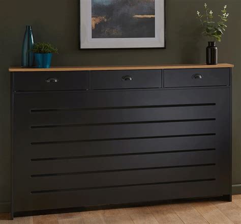 Vale Designs Black Radiator Cover Large With Drawers 1500mm